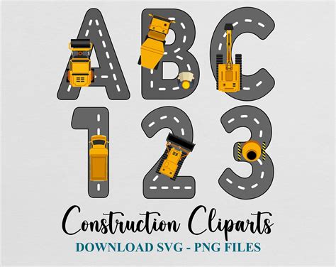 Construction Alphabet Letters Svg Png Cliparts Nursery Template