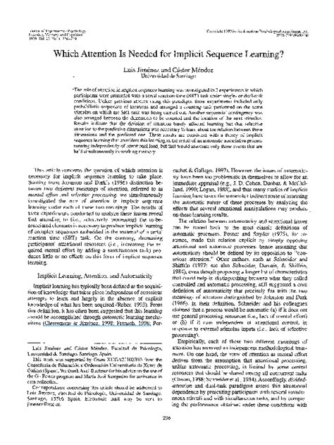 pdf which attention is needed for implicit sequence learning