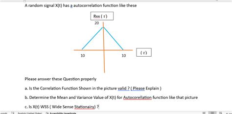 Solved A Random Signal Xt ﻿has A Autocorrelation Function