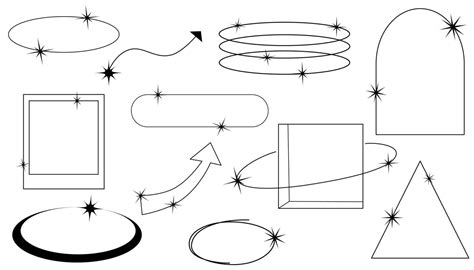 Modern Minimalist Aesthetic Line Elements Trendy Linear Frames With Stars Arch Frames