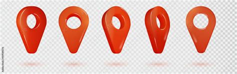 Red Map Pointer Isolated Realistic Location Points Vector Shapes Location Point In Rotation