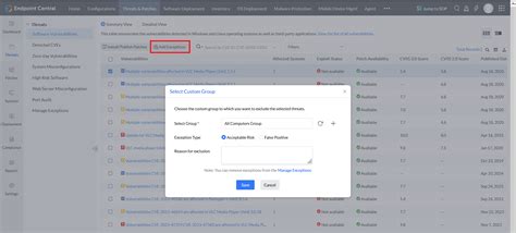 Managing Threat And Vulnerability Exceptions Manageengine Endpoint