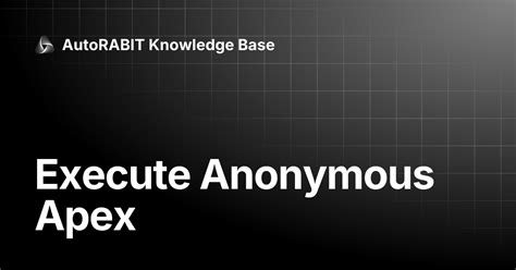 Execute Anonymous Apex AutoRABIT Knowledge Base
