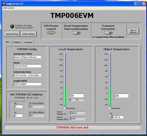 tmp006evm gui says tmp06 did not ack sensors forum sensors ti