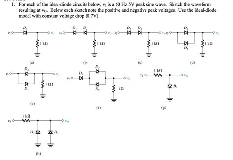 Solved 1 For Each Of The Ideal Diode Circuits Below Vi Is