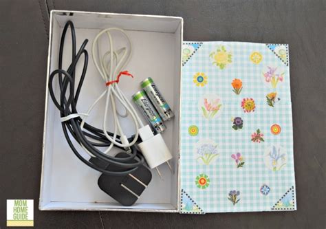 Blue Decorated Electronics Storage Box