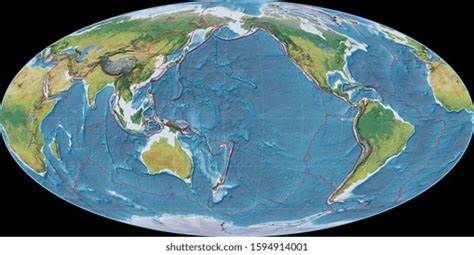 World Map Mollweide Projection Centered On Stock Illustration Shutterstock