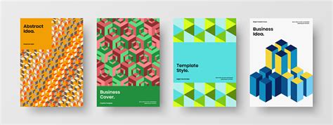 독특한 모자이크 육각형 연례 보고서 일러스트 번들 격리 된 브로셔 A4 벡터 디자인 개념 구성입니다 형판에 대한 스톡 벡터 아트 및 기타 이미지 Istock