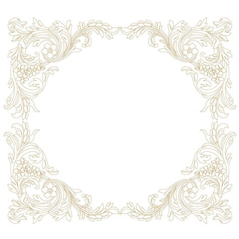 고풍스러운 바로크 스타일 장식의 복고풍 장식 패턴이 있는 골든 빈티지 테두리 프레임 조각 프리미엄 벡터