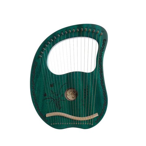 19 String Lyre Mahogany Instrument Green Harp With Grandado