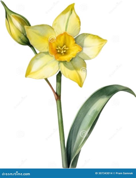 Jonquil Flower Watercolor Painting Of A Jonquil Flower Ai Generated