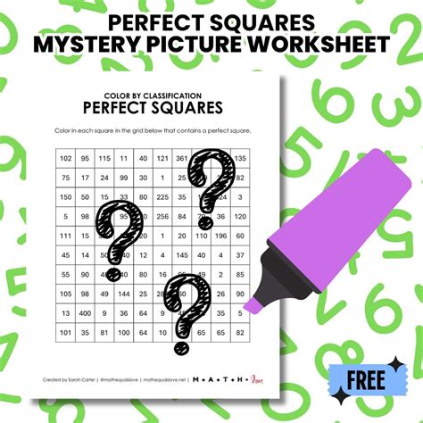 Perfect Square Activities And Puzzles Math Love
