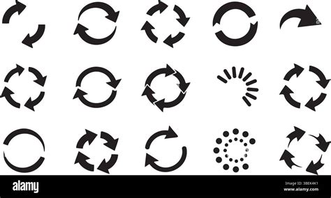 Black Arrows Icon Set Circular Rotation And Loading Symbols Vector