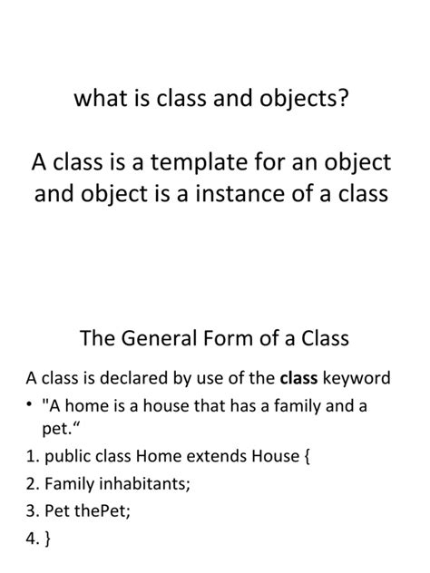 what is class and objects a class is a template for an object and