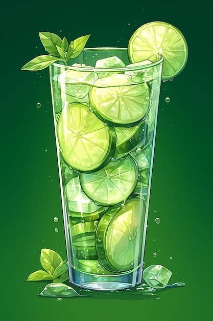 Premium Vector Crisp Cucumber Lime Juice For A Refreshing Sip
