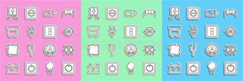 Set Line Electric Light Switch Circuit Scheme Battery Charge Level Indicator Plug Fuse