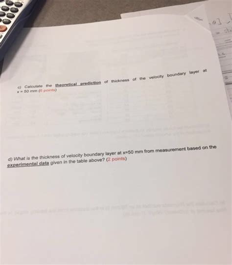 Solved Fluid Mechanics Lab Velocity Boundary Layer Chegg