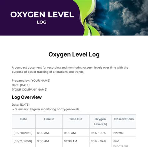Free Oxygen Log Template To Edit Online