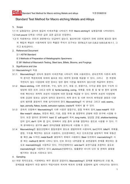 Standard Test Method For Macro Etching Metals And Alloys