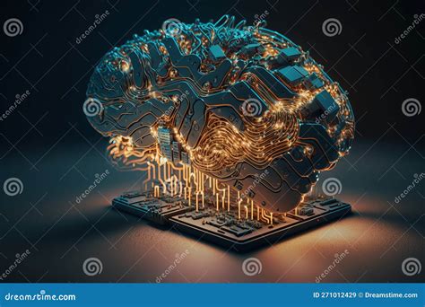 Circuit Board In Shape Of Artificial Intelligence Brain Ai Machine Learning Concept Generative