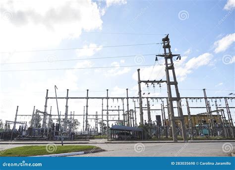 Distribution Transformation Substation Against Cityline Stock Image 76747543