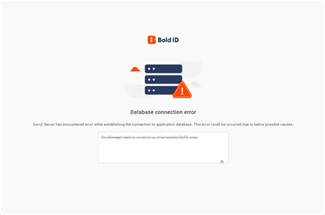 how to resolve application database connection errors in bold bi