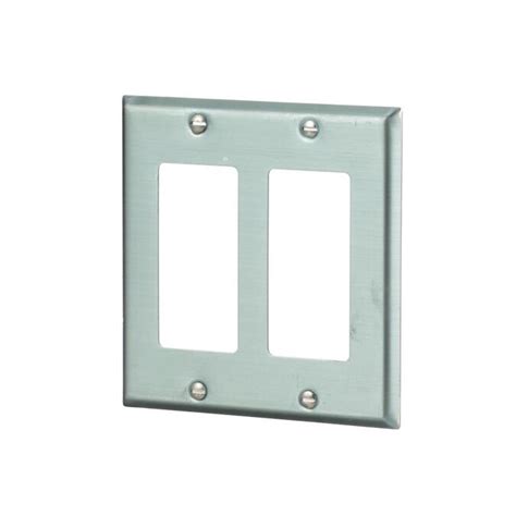Eaton 2 Gang Stainless Steel Single Decorator Standard Wall Plate In