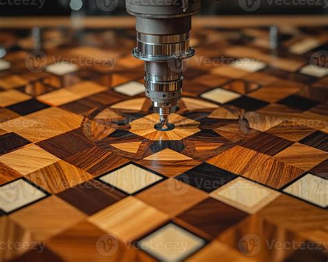 Cnc Router Cutting Intricate Wooden Inlay Woodworking Precision And Detail Craftsmanship