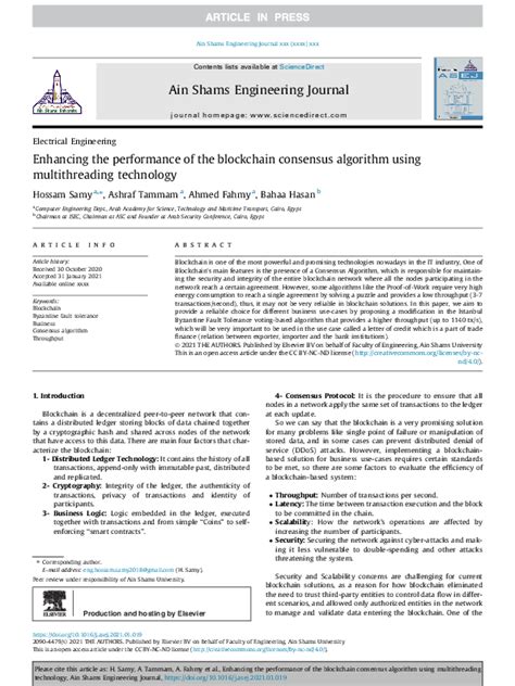 Pdf Enhancing The Performance Of The Blockchain Consensus Algorithm Using Multithreading
