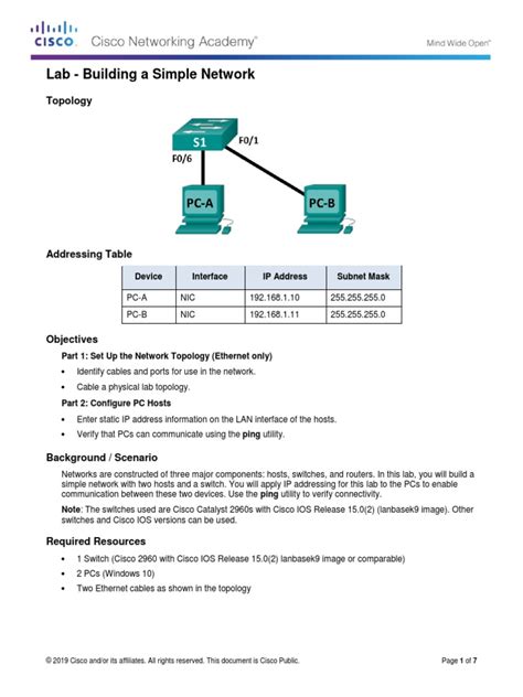1312 Lab Building A Simple Network 1 1 1 Pdf Network Switch