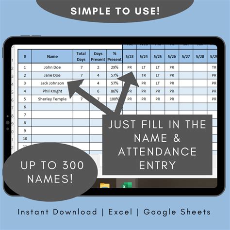 Attendance Tracker Excel Spreadsheet Employee Attendance Tracker Attendance Record Attendance