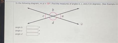 Solved In The Following Diagram M∠a 30∘ Find The Measures