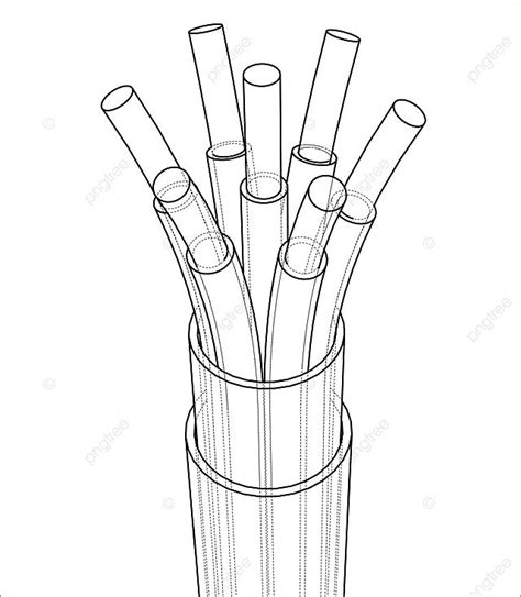 Seven Wire Cable Wire Frame Vector Technology Network Wire Frame Vector