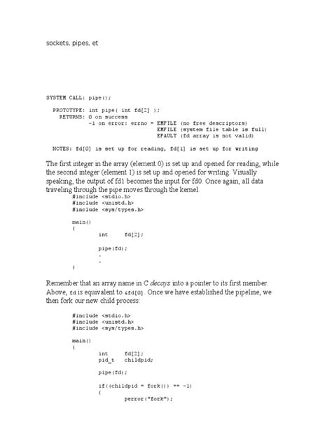 Sockets Pipes Et Pdf Software Computer Programming