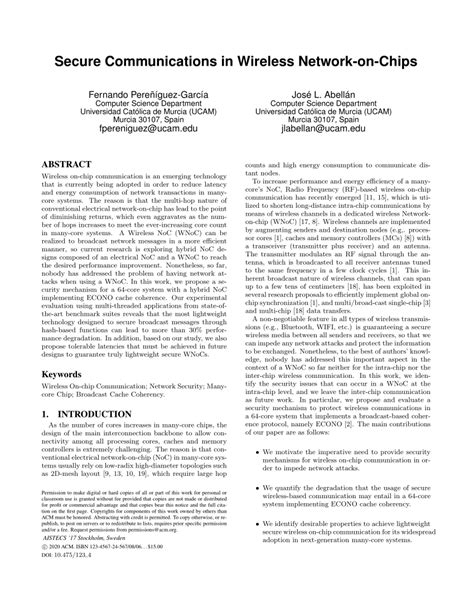 Pdf Secure Communications In Wireless Network On Chips