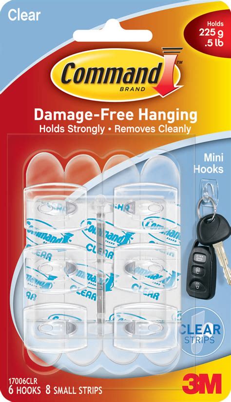 Command Command Hooks With Strips Clear Mini 6 Hooks Mica Store
