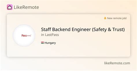 📩 Staff Backend Engineer Safety And Trust At 🏢 Lastpass 📍remote Job In 🇭🇺 Hungary Rlikeremote