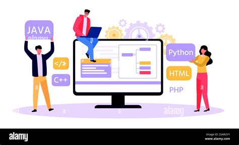 Programmer and designer developing website. Software developer writing python, java, html code ...