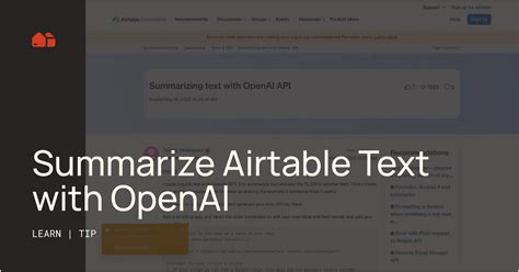 summarize airtable text with openai [tip] no code supply co
