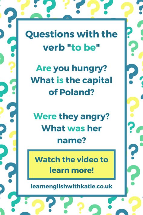 Asking Questions With The Verb To Be