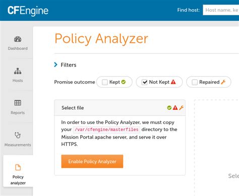using policy analyzer to develop and debug cfengine policy