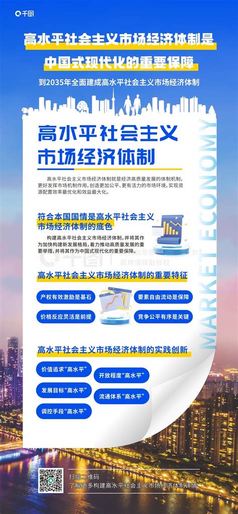 城市夜景党建海报 构建高水平社会主义市场经济体制海报 免费下载 千图网
