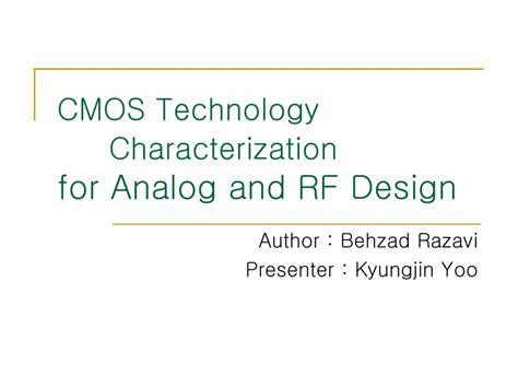 Ppt Cmos Technology Characterization For Analog And Rf Design