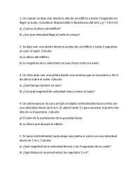 Mrua Formulas Y Ejercicios Docsity