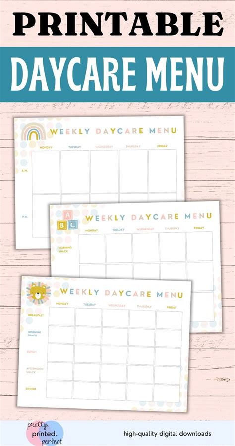 Editable Daycare Menu Printable Artofit