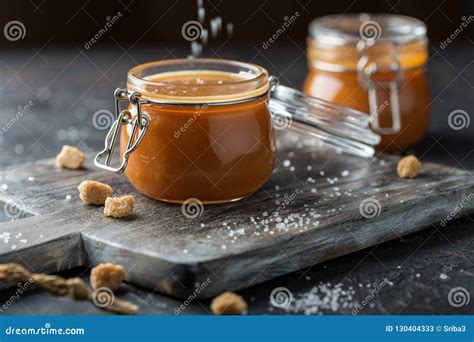 Salted Caramel In Glass Jars Stock Image Image Of Serving Culinary