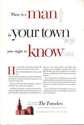 1954 The Travelers Insurance Company Vintage Color Print Ad Accident