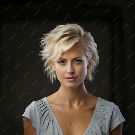 Premium Ai Image Short Haired Blonde Caucasian Woman With Perfect