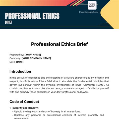 Free Professional Ethics Brief Template To Edit Online