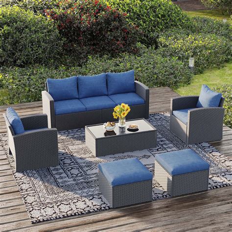 Royalcraft 6 Piece Pe Wicker Rattan Outdoor Sofa Set With Storage Box